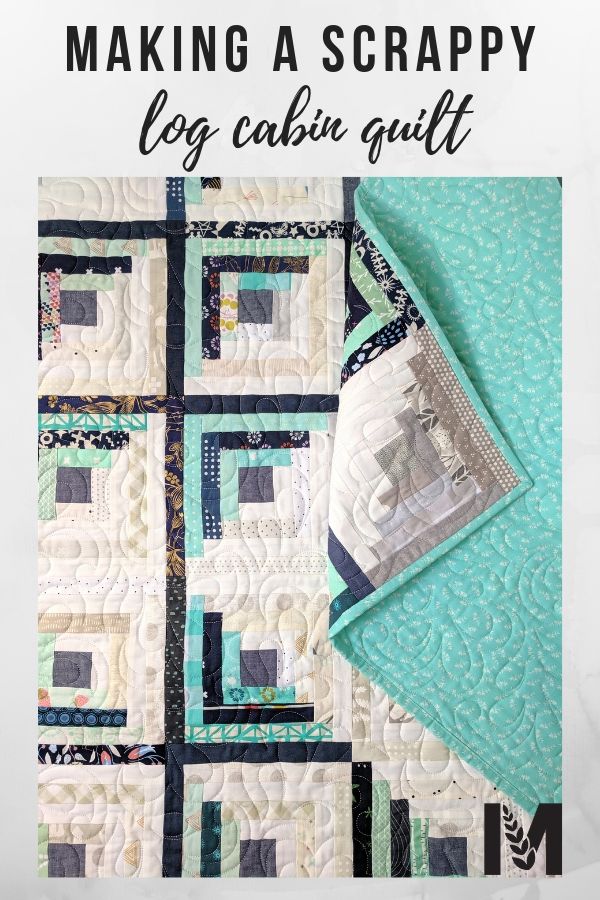 Scrappy log cabin quilt - the teal and navy one - Ma Tante Quilting
